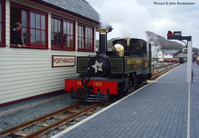 The new signal box on the Cob is shown to good effect on the newplatform.